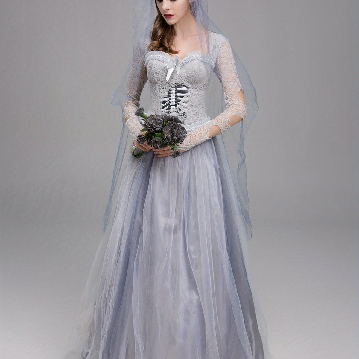 Women’s Lace Maxi Dress | Gothic Corpse Bride Halloween Costume – MILA ...